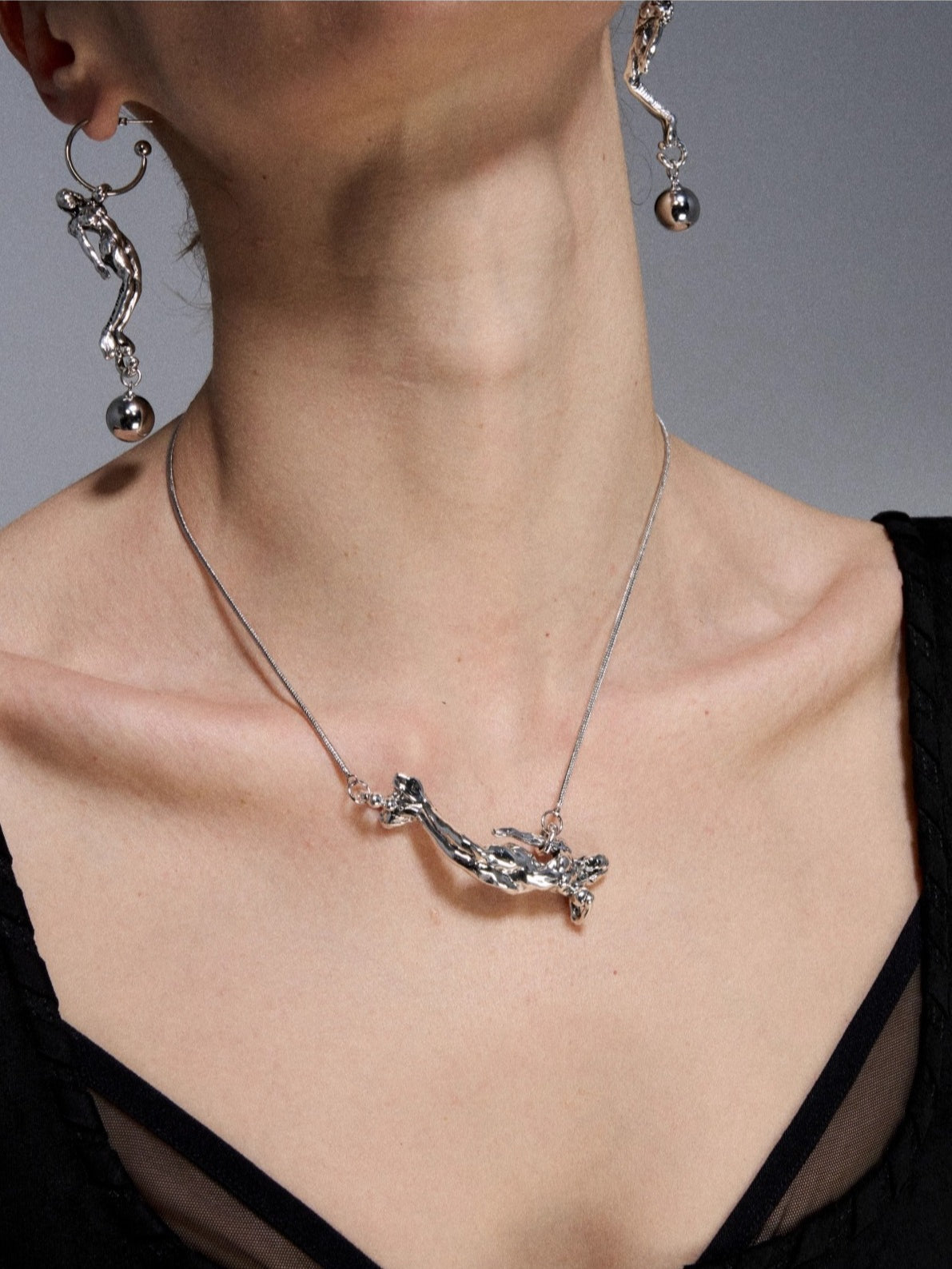 1JINN M2M Silver Serpent Reshaped Romance Vintage Chain Necklace ...