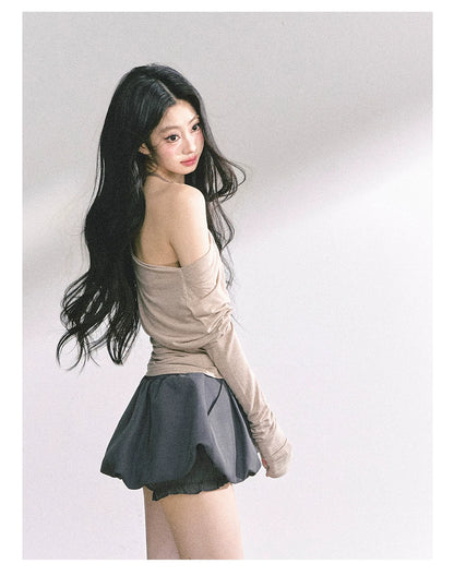 AOMALM Asymmetric Off-Shoulder Long-Sleeve T-Shirt – CHINASQUAD