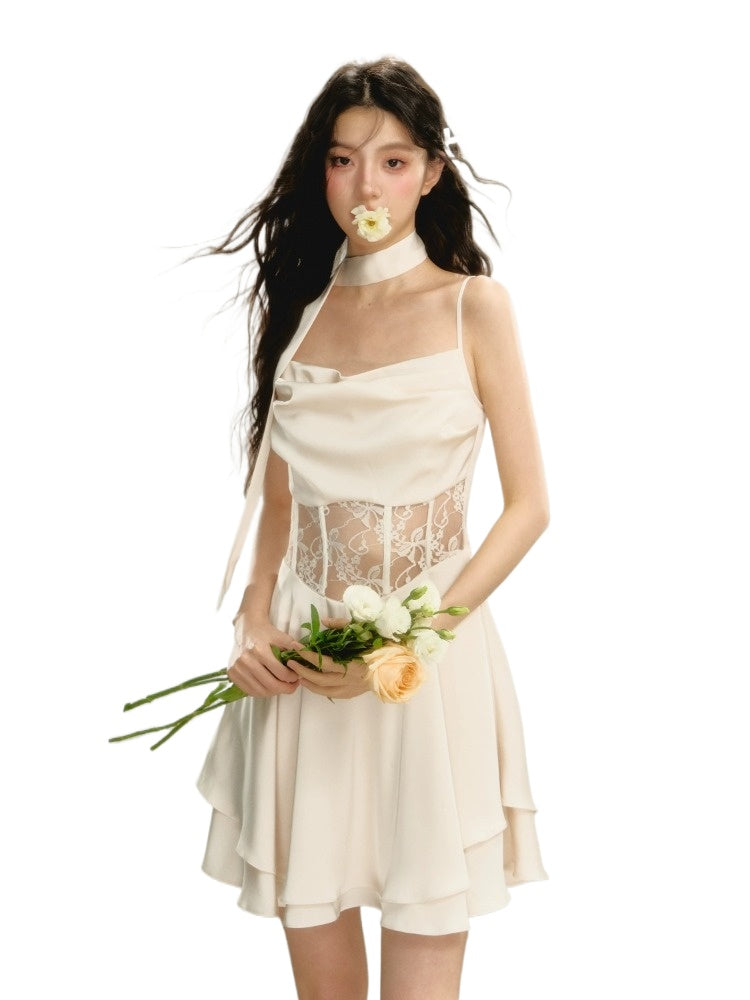 SunsetPark Satin Lace Panel Dress – CHINASQUAD